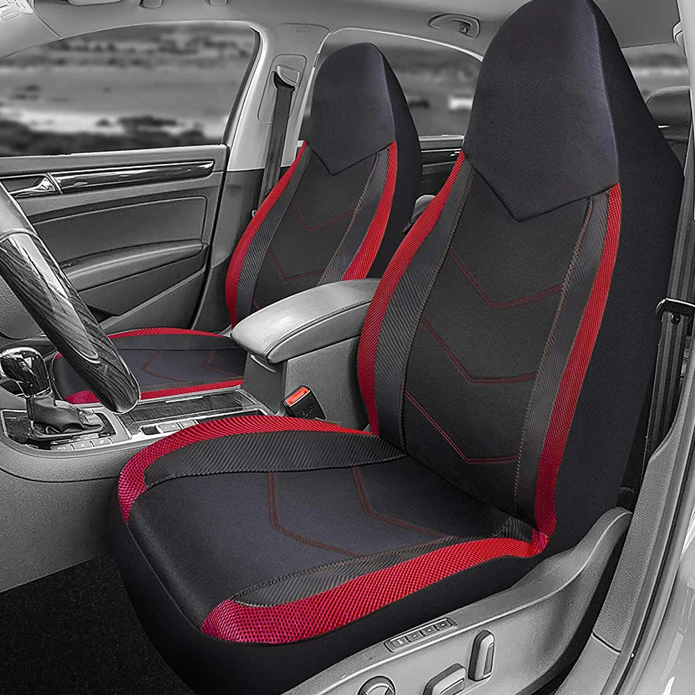 Universal 2 Front Sports Car Seat Covers Breathable Mesh Fabric Carbon ...