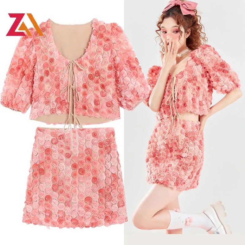 ZALady Summer Puff Sleeve Blouse Causal Bow Tie O neck Crop Top Blusas ...