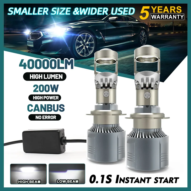 HAOLIDE-Canbus-H7-LED-Mini-Projector-Lens-40000LM-Super-Bright-Car ...