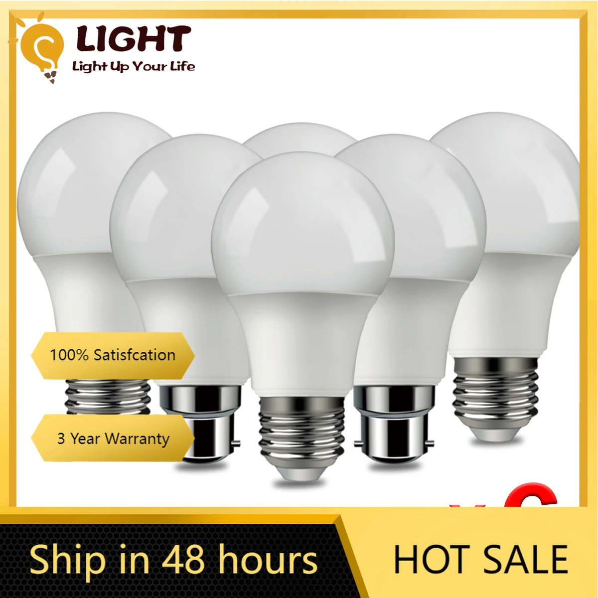 6Pcs Led Light Bulb A60 E27 B22 AC220V-240V 3000K 4000K 6000K Led ...