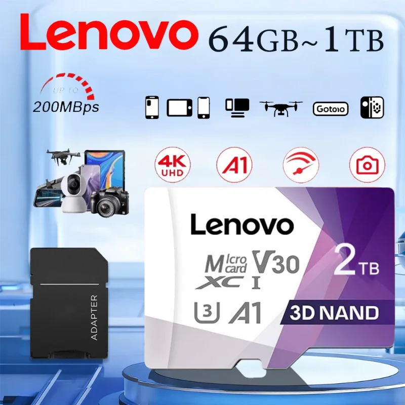 Lenovo Micro SD Card 2TB 1TB 512GB 256GB Memory Card U3 V60 4K Mini ...