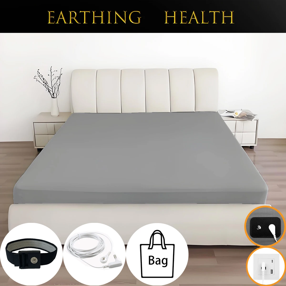 Earthing-Fitted-Bedsheet-King-Size-Conductive-Silver-Fiber-Grounded-Bed ...