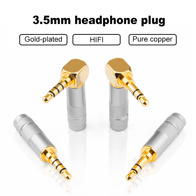 10Pcs 3.5mm jack connector 3poles/4Poles Copper Gold Plated Stereo Plug ...