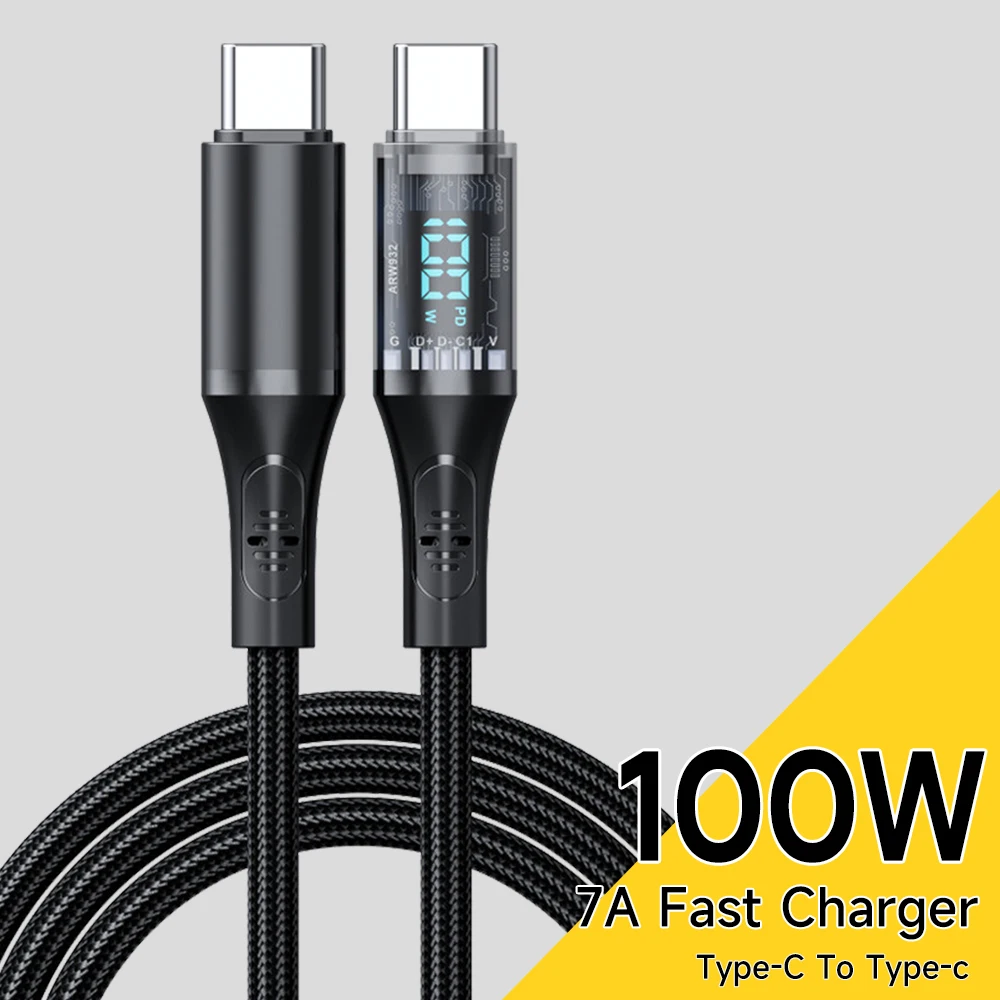 7A-100W-USB-C-To-Type-C-Cable-Digital-Display-PD-Fast-Charging-Cord-For ...