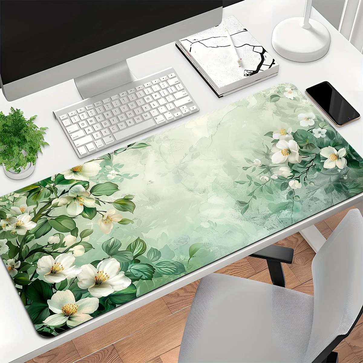 XXL Light Green Branches Large Gaming Mouse Pad, Anti-slip Table Pad ...
