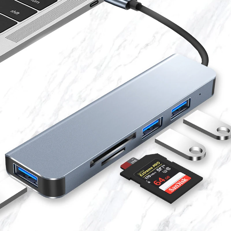 USB C HUB Type C to Multiple USB Ports + TF SD Card Reader 5 IN 1 ...