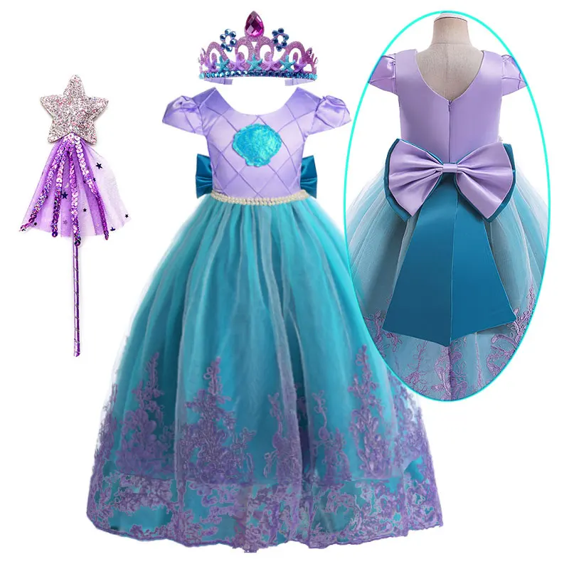 2024-Disney-Girls-Birthday-Mermaid-Shell-Dress-Children-Christmas-Ball ...
