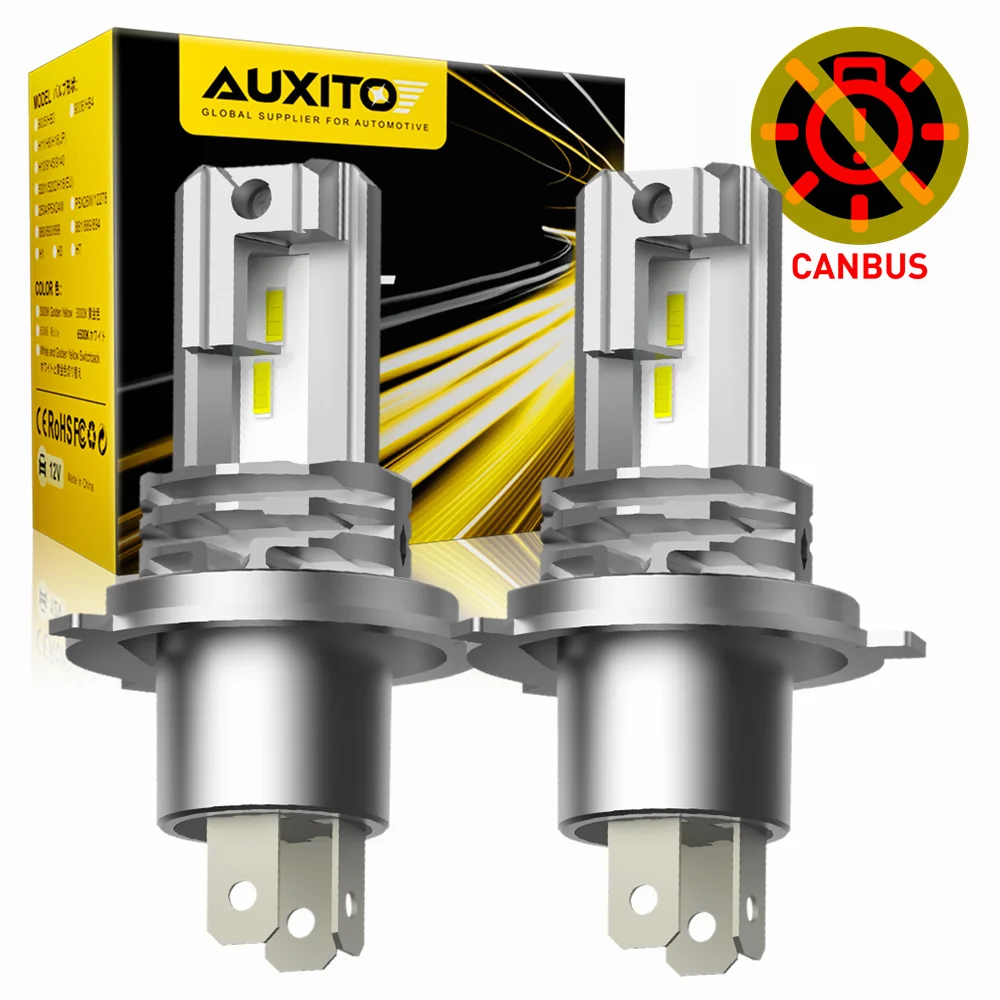 AUXITO 1/2X H4 9003 LED Headlight Bulb CSP Fanless With Canbus High ...