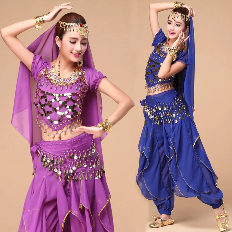 4PCS-Belly-Dancing-Costume-Sets-Egypt-Belly-Dance-Costume-Sari-Indian ...