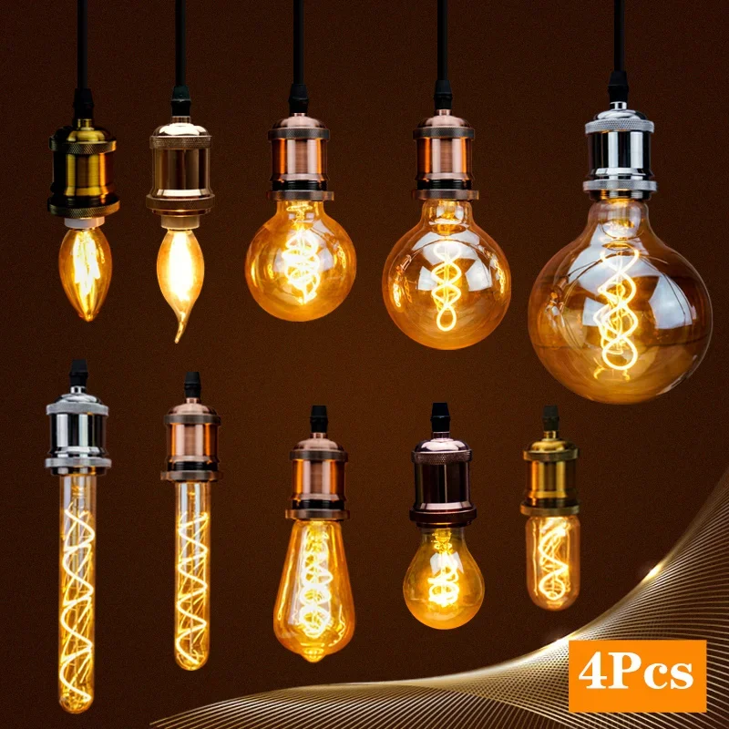 4Pcs-lot-Retro-Spiral-Light-LED-Filament-Bulb-220V-ST64-G125-G95-G80 ...