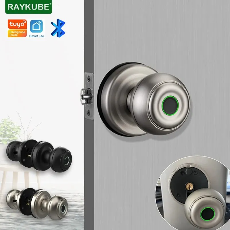 RAYKUBE-Round-Knob-Fingerprint-Smart-Lock-Tuya-Bluetooth-Biometric-Easy ...
