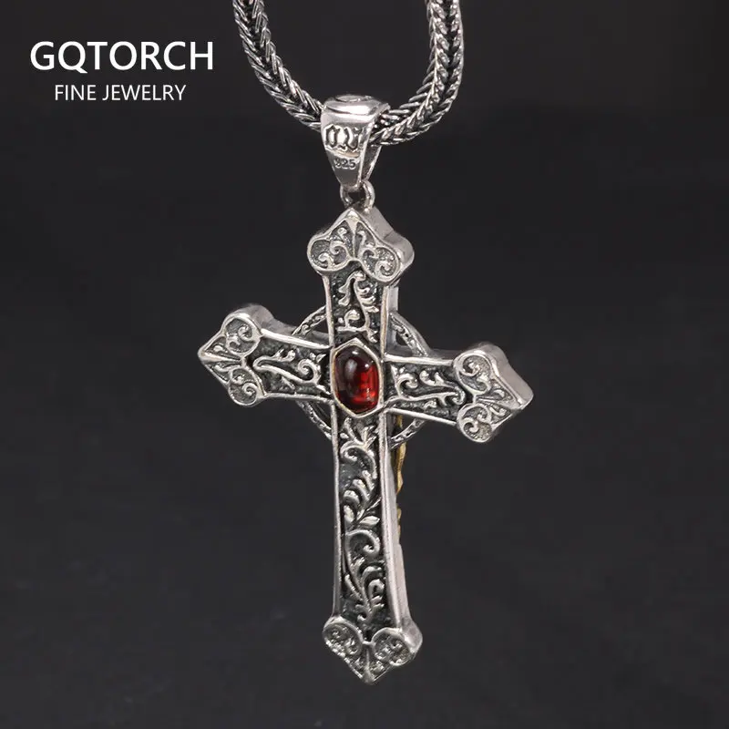 925-Sterling-Silver-Catholic-Cross-Pendant-Virgin-Mary-Men-Women-With ...
