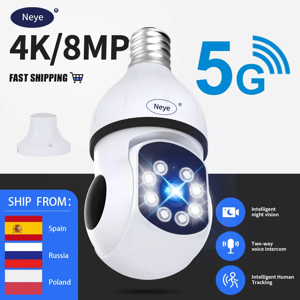 N-eye-4K-8MP-E27-Bulb-Camera-WiFi-Indoor-Video-Monitoring-1080P-Home ...