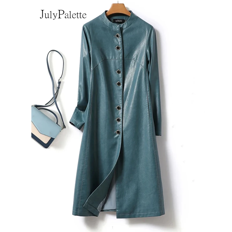 Julypalette-M-5XL-High-Quality-Sheepskin-Women-O-neck-Single-breasted-Split-Leather-Coats-2024 ...