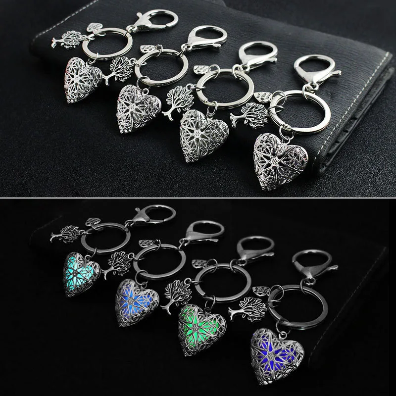 XQFATE-New-Luminous-Key-Chain-Hollow-Peach-Heart-Pendant-Photo-Box-Key ...