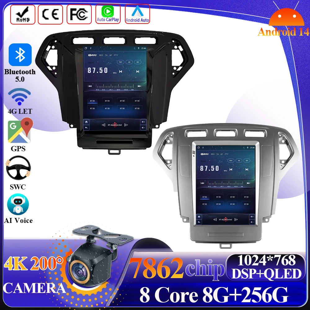 Android-14-Carplay-For-Ford-Mondeo-4-2006-2010-For-Tesla-Style-Screen ...