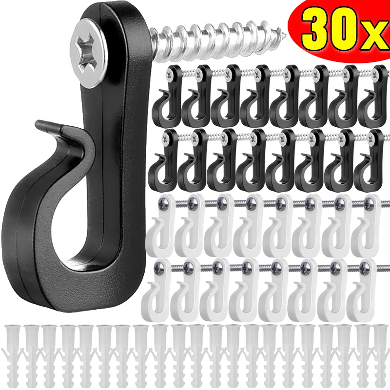 30-1sets-Q-Hanger-Hooks-With-Screw-Wall-Mounted-String-Lights-Hanging ...