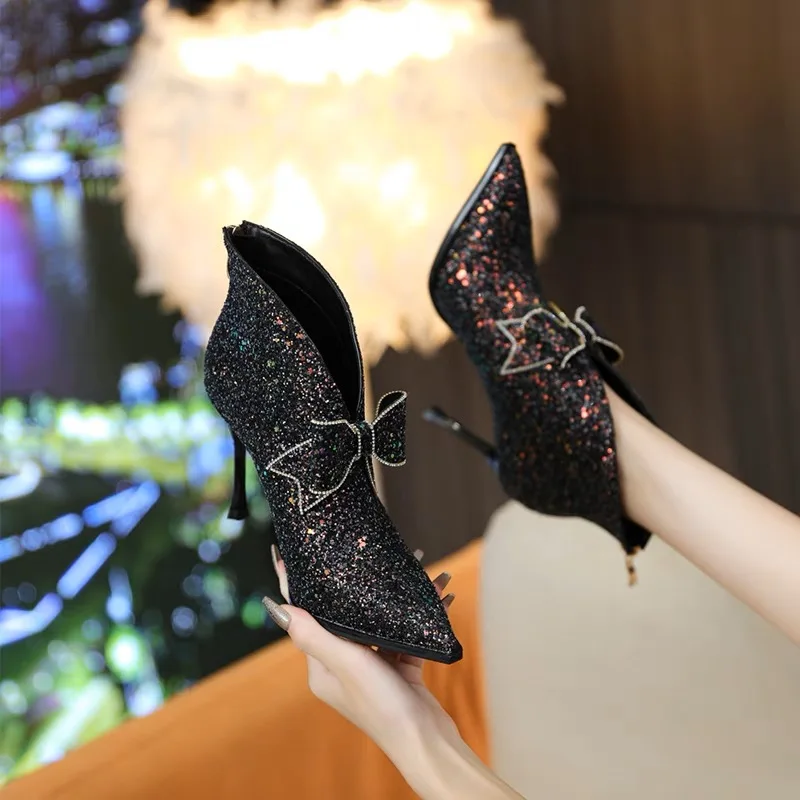 Botines-De-Mujer-con-punta-estrecha-tacones-altos-zapatos-elegantes ...