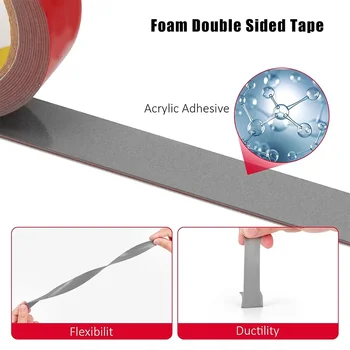 3Meters Double sided Tape Strong Permanent Acrylic Foam Adhesive Tape ...
