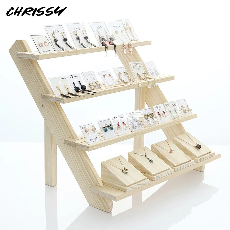 2-3-4-5-Layer-Wood-Earring-Stand-Display-Jewelry-Display-Rack-Tiered ...