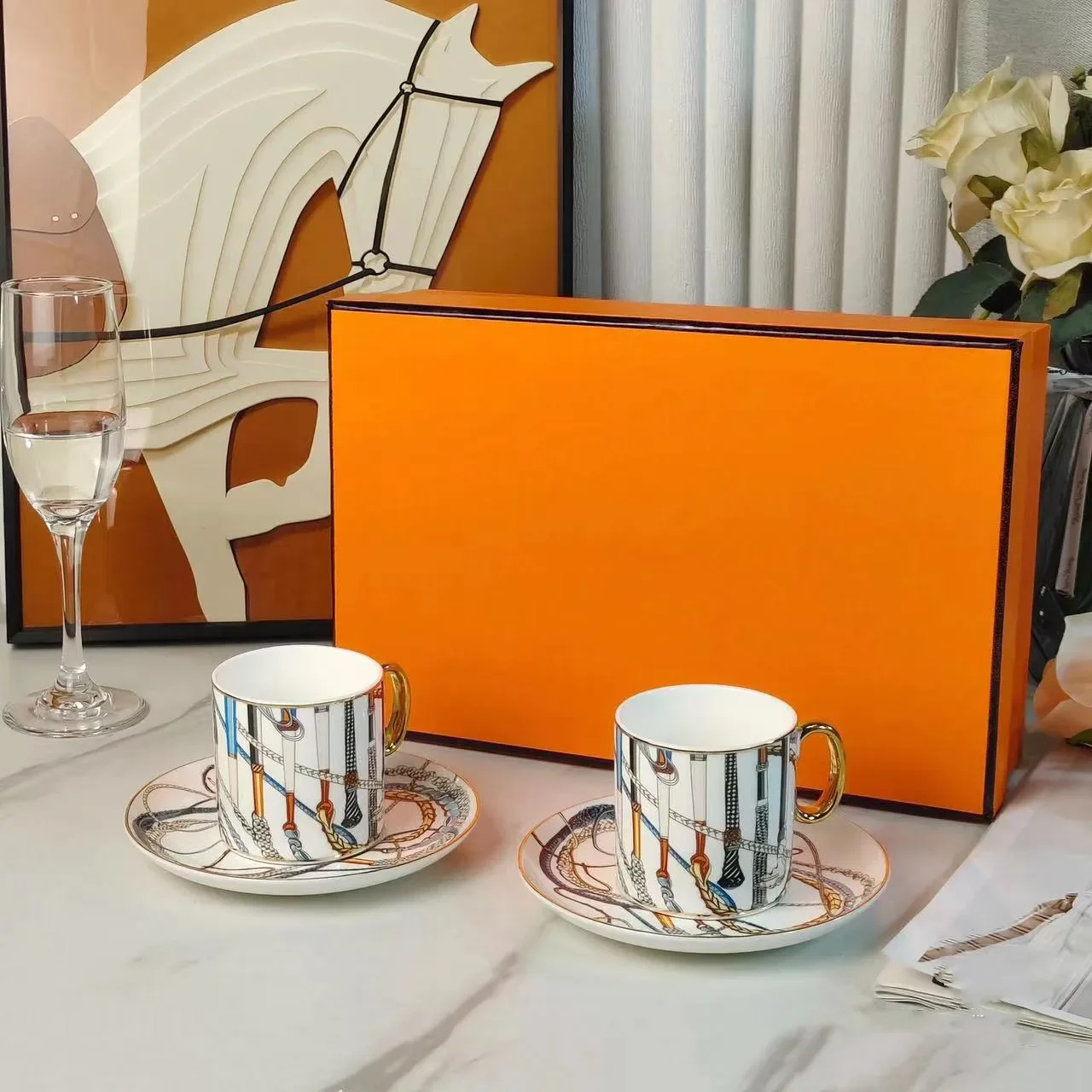 European-Entry-Lux-Coffee-Set-Set-Ceramic-Couple-Good-looking-Bone ...