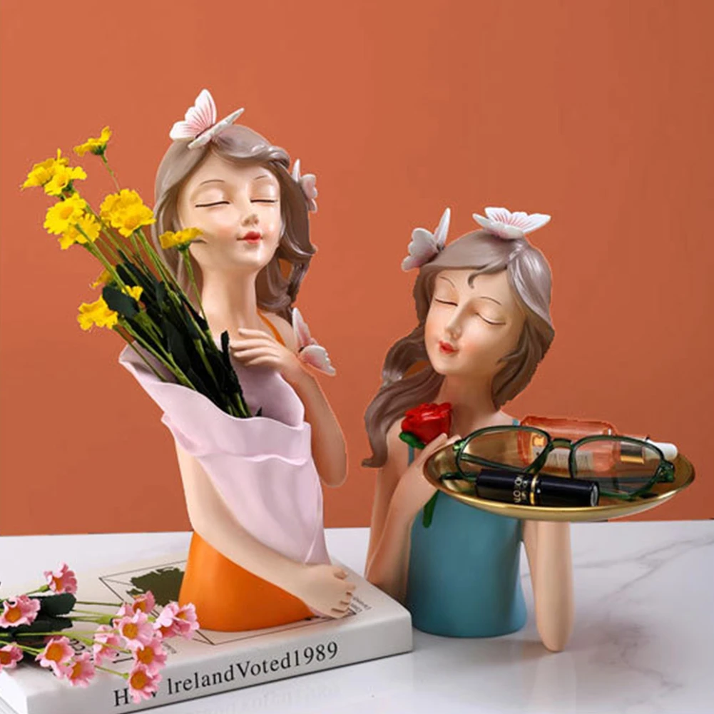 Butterfly Girl Sculpture Character Resin Model Vase Craft Manship ...