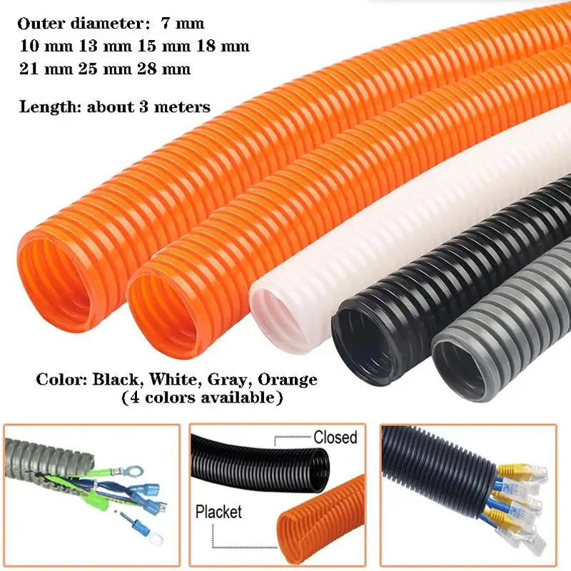 3M-Black-White-Gray-Orange-PP-Insulated-Corrugated-Pipe-Wire-Threading ...