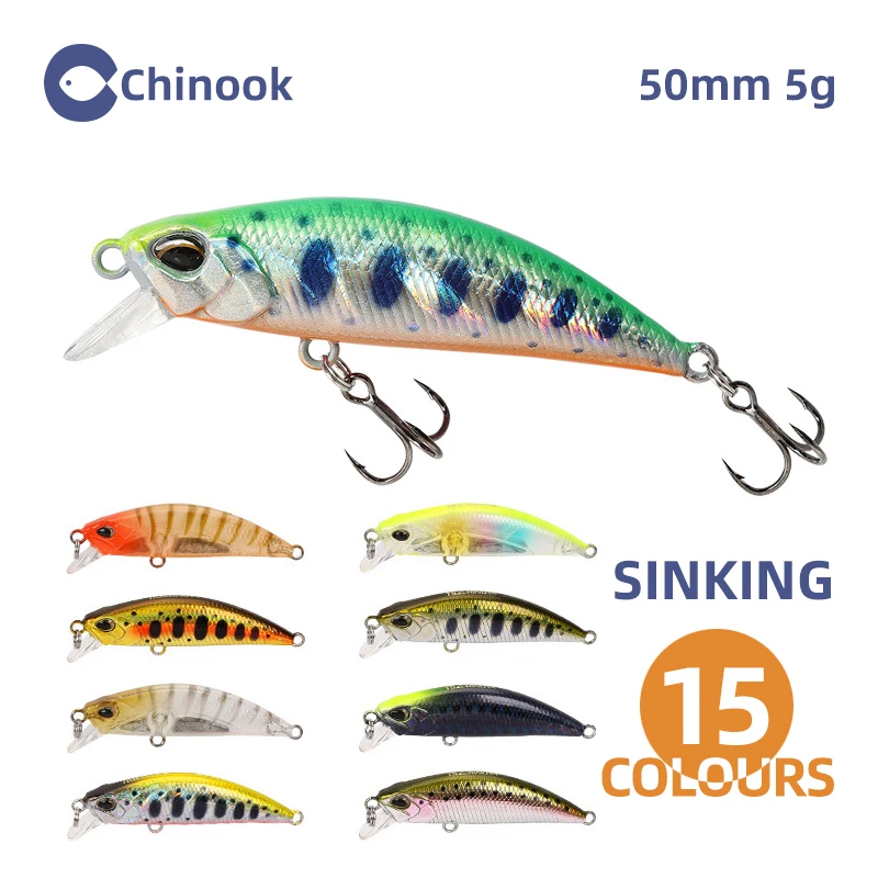 CHINOOK Micro mini Sinking Minnow Wobblers Fishing Lures 50mm 5g Artificial Hard Bait Jerkbait ...