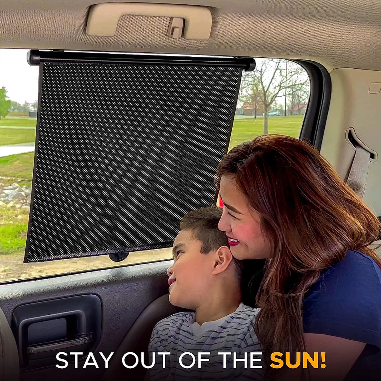 Retractable Car Side Window Sun Shade Roller Blinds with Suction Cup ...