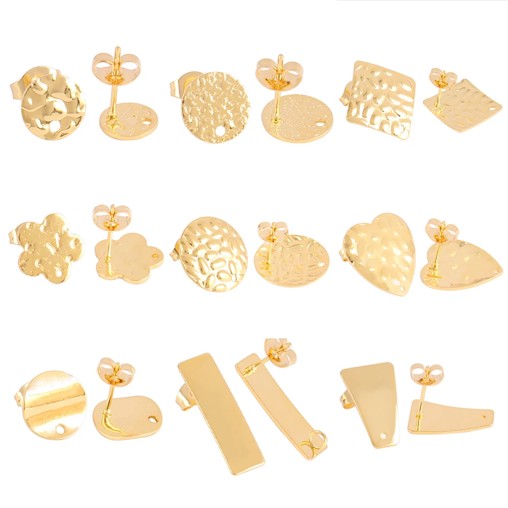 20pcs-Stainless-Steel-Geometric-Heart-Round-Stud-Earring-Base-With ...