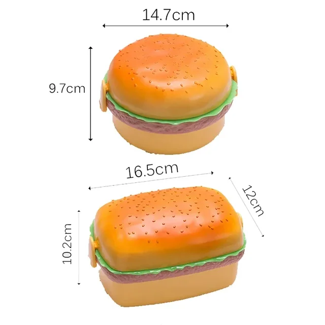 Hamburger Lunch Box Double Tier Cute Burger Bento Box Microwave ...