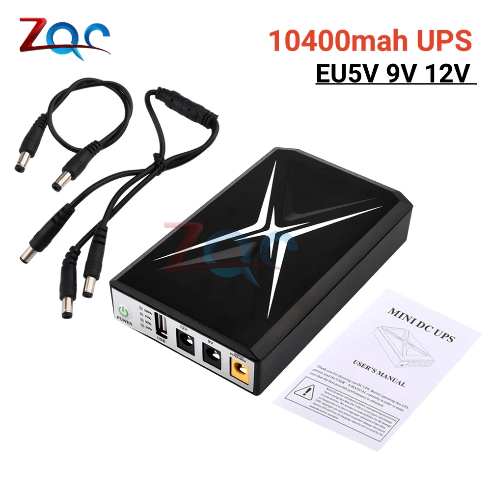 Mini UPS Uninterrupted Power Supply 10400mAh Lithium ion Backup Battery ...