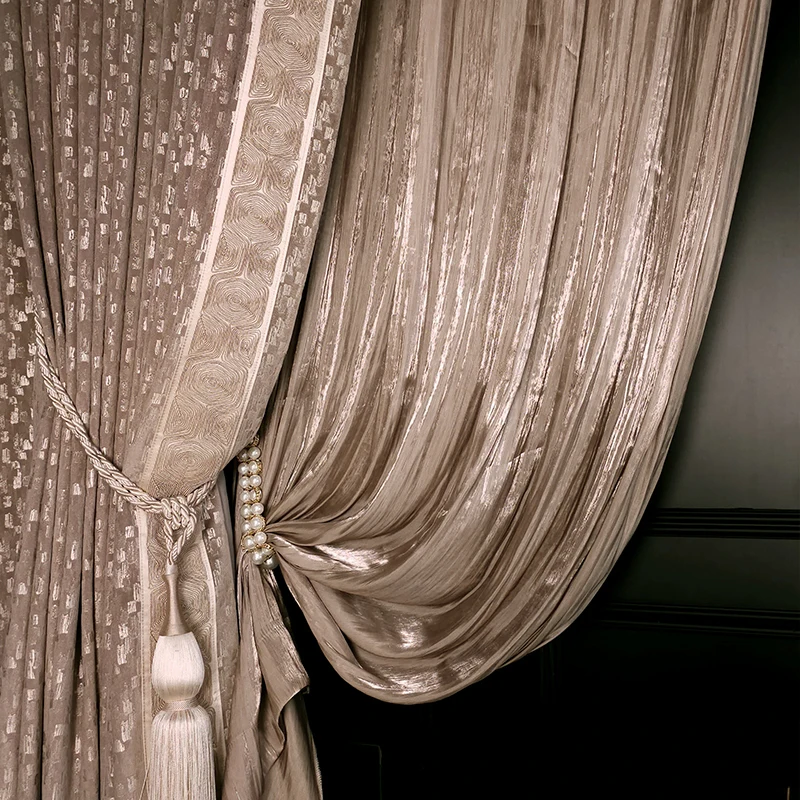 Modern French Luxury Champagne Golden High-end Curtains Transparent and ...