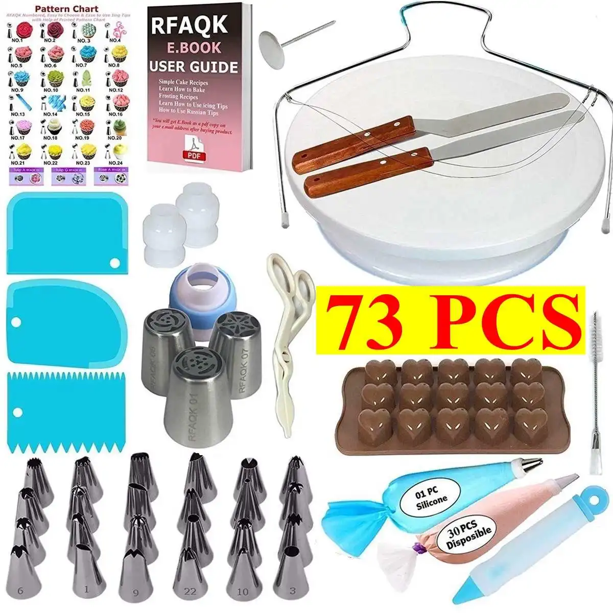 73PCS-Set-Cake-Decorating-Tools-Set-Cake-Turntable-Baking-Pastry ...