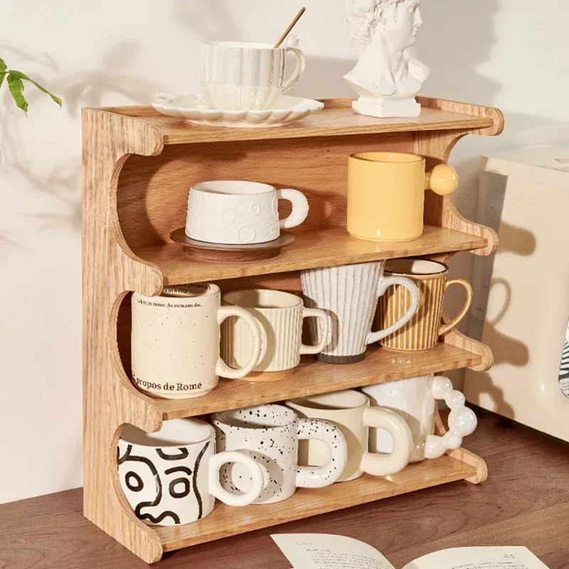 High-grade-Coffee-Cup-Storage-Rack-Solid-Wood-Multi-layer-Display ...