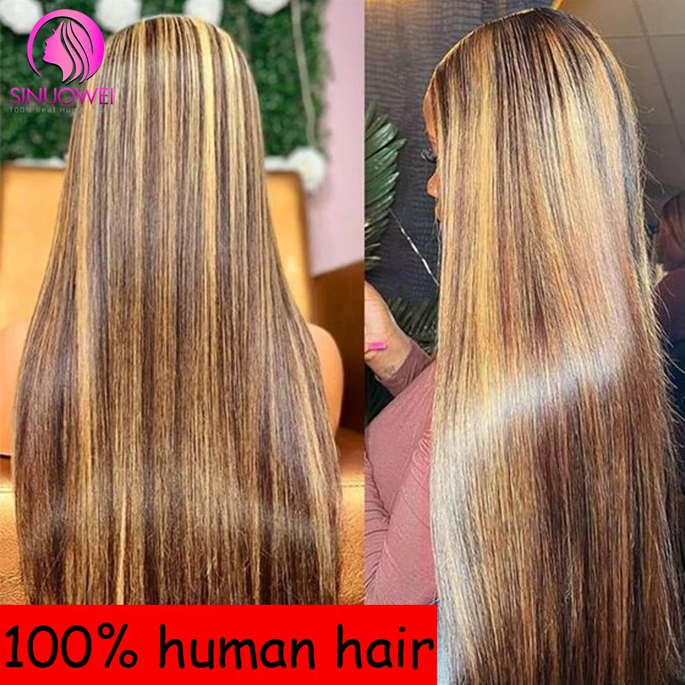 Highlight-Straight-Lace-Front-Human-Hair-13x4-Lace-Frontal-Wigs ...