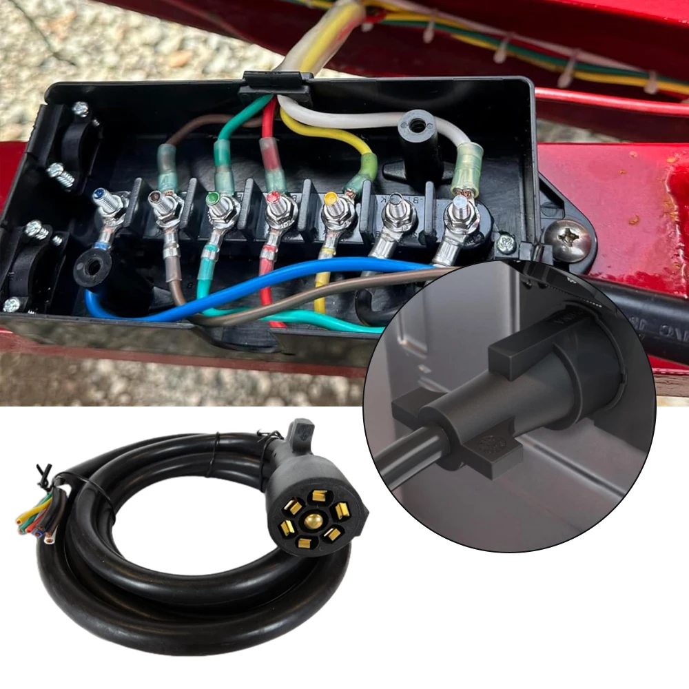 7 Pin 12V Trailer Socket Cable Towbar Towing Converter For Trailers ...