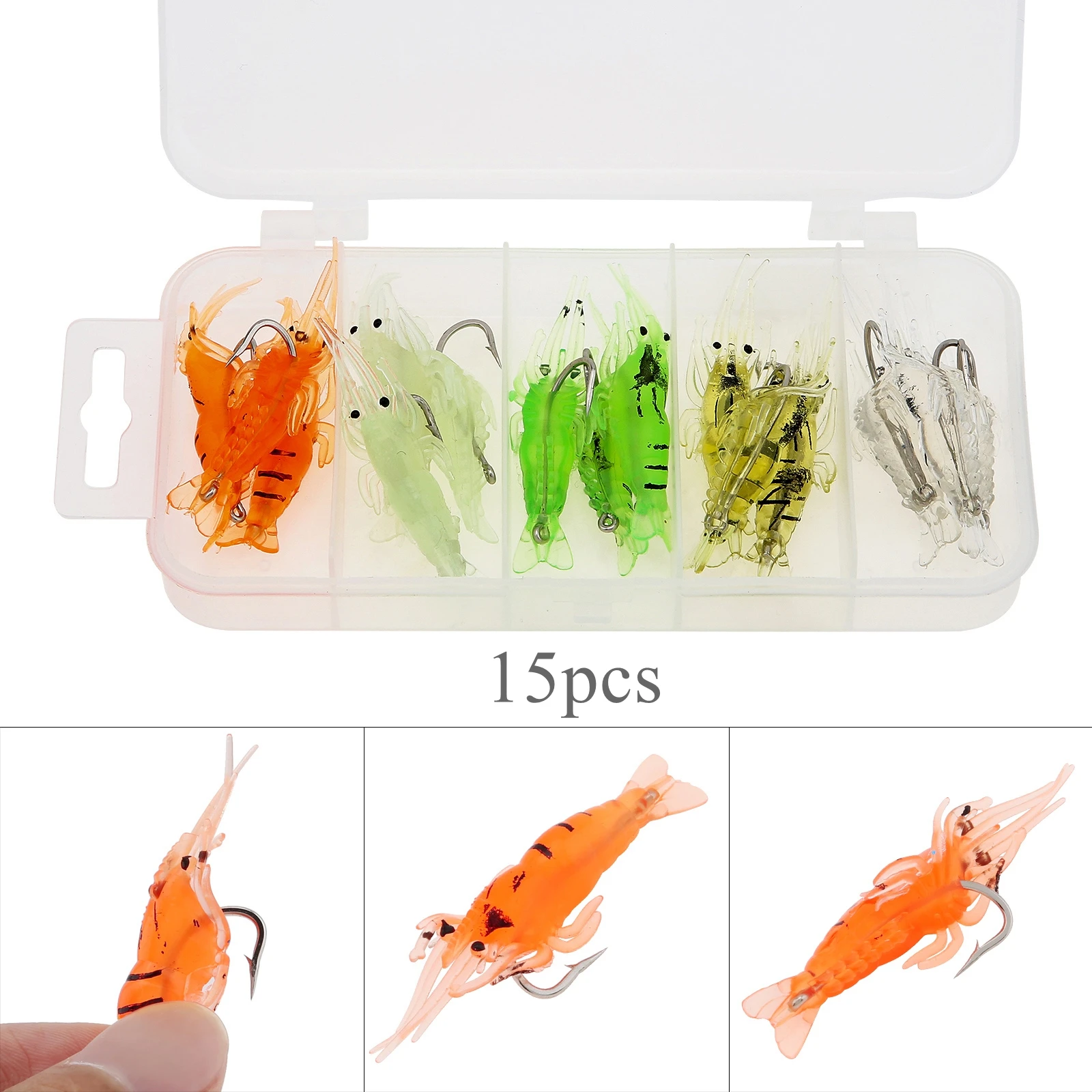 15pcs-Colorful-Artificial-Glow-Fishing-Shrimp-Baits-for-Saltwater ...