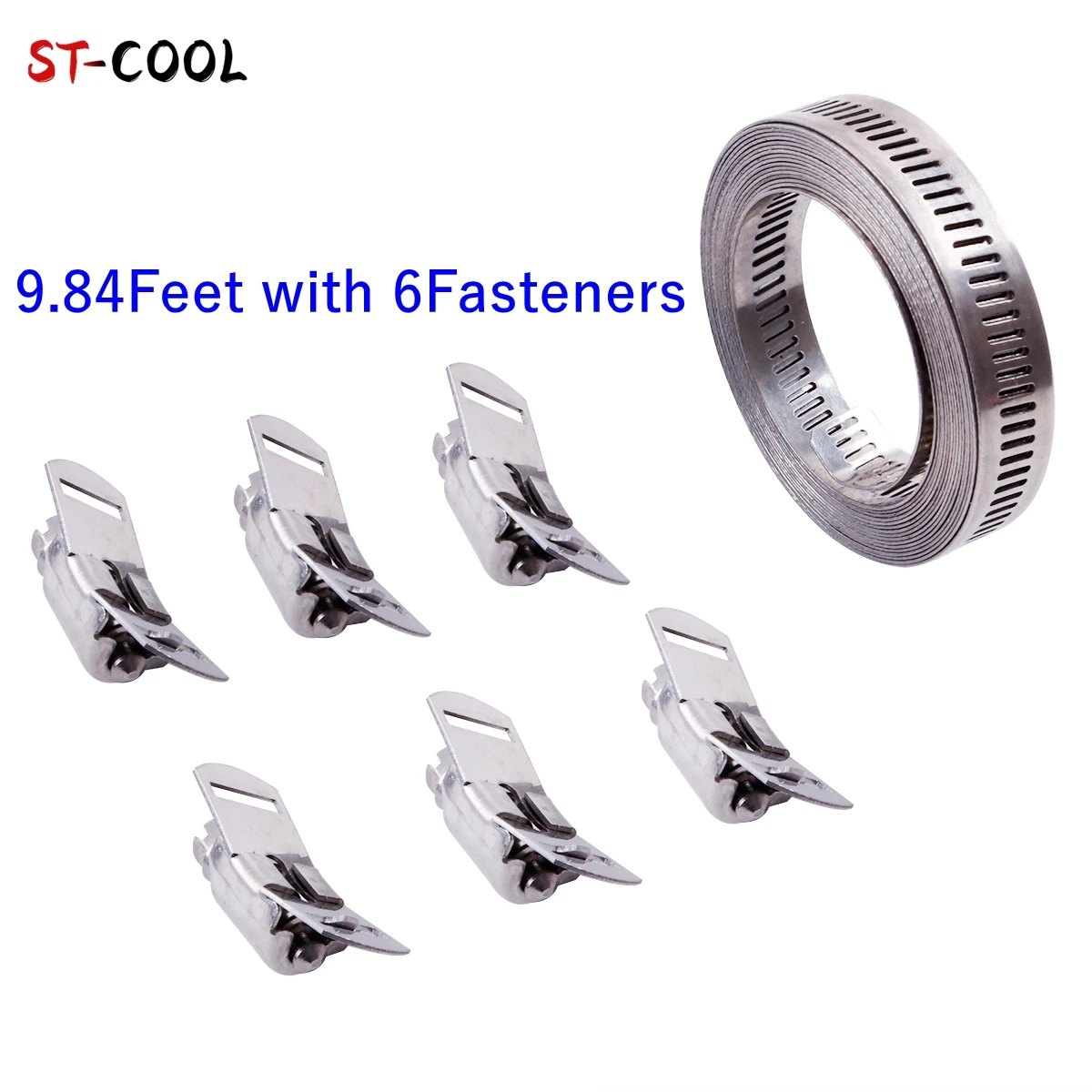 9-84-Feet-New-304-Stainless-Steel-Hose-Clamp-Strap-With-Fasteners-Worm ...