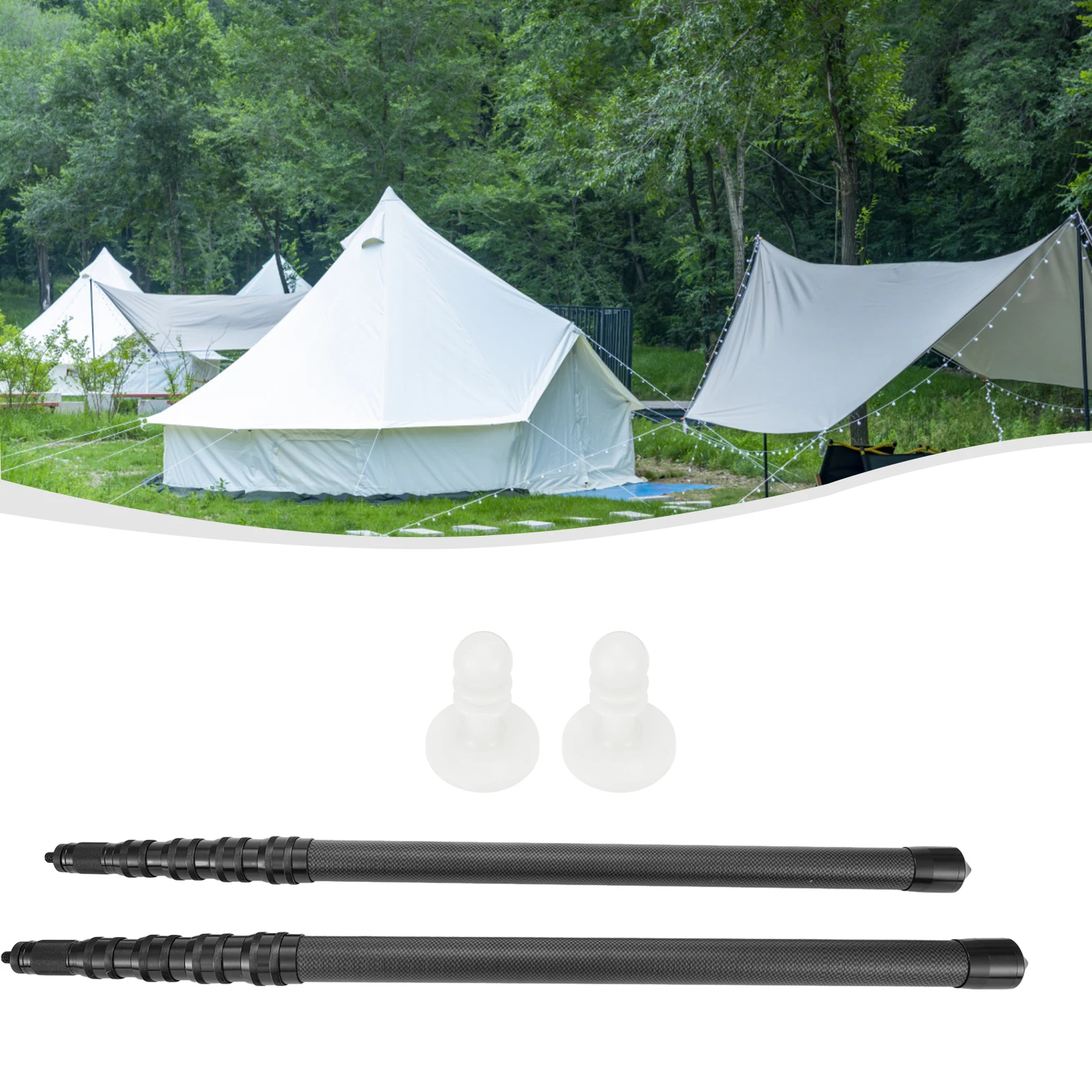 High-Quality-Tarp-Poles-Telescoping-11H-Hardness-2PCS-Canopy-Adjustable ...