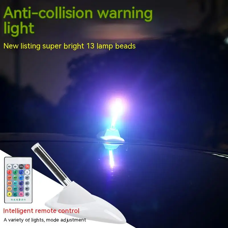 Car-solar-shark-fin-with-antenna-warning-lights-LED-antenna-lights-roof ...