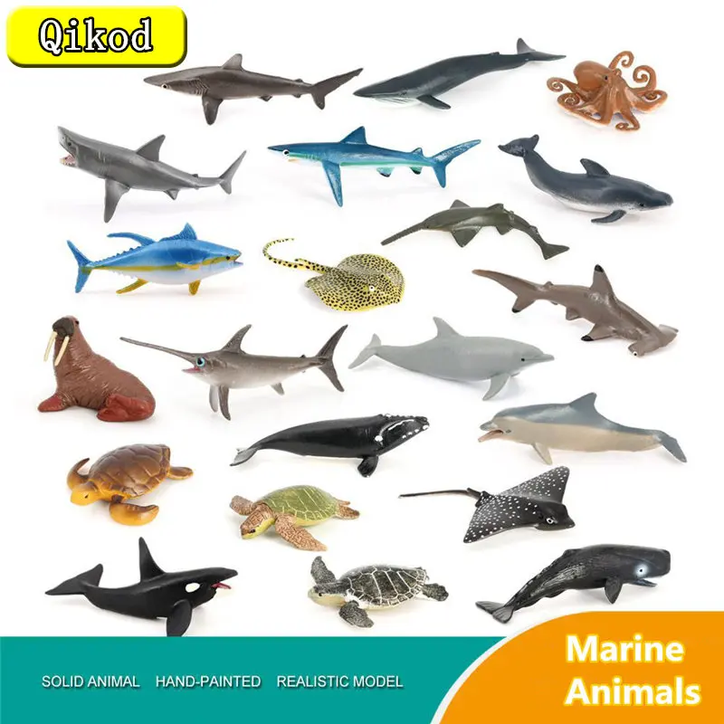 Mini-Sea-Life-Animals-Dolphin-Shark-Turtle-Stingray-Model-Action ...