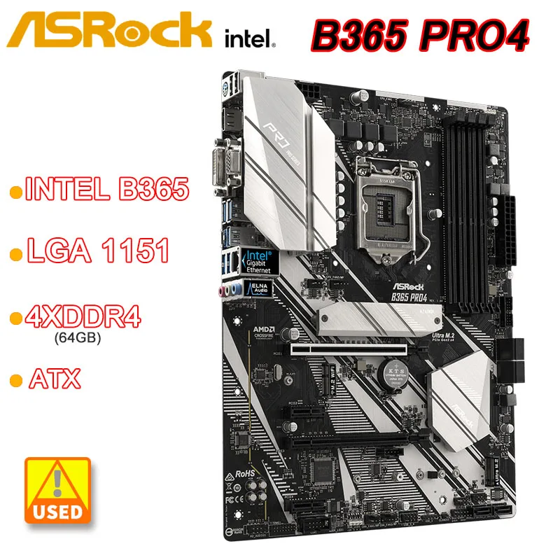 ASROCK-placa base B365 Pro4, LGA1151, Intel B365, 4xDDR4, 64GB, HDMI, M.2, USB 3,1, ATX ...