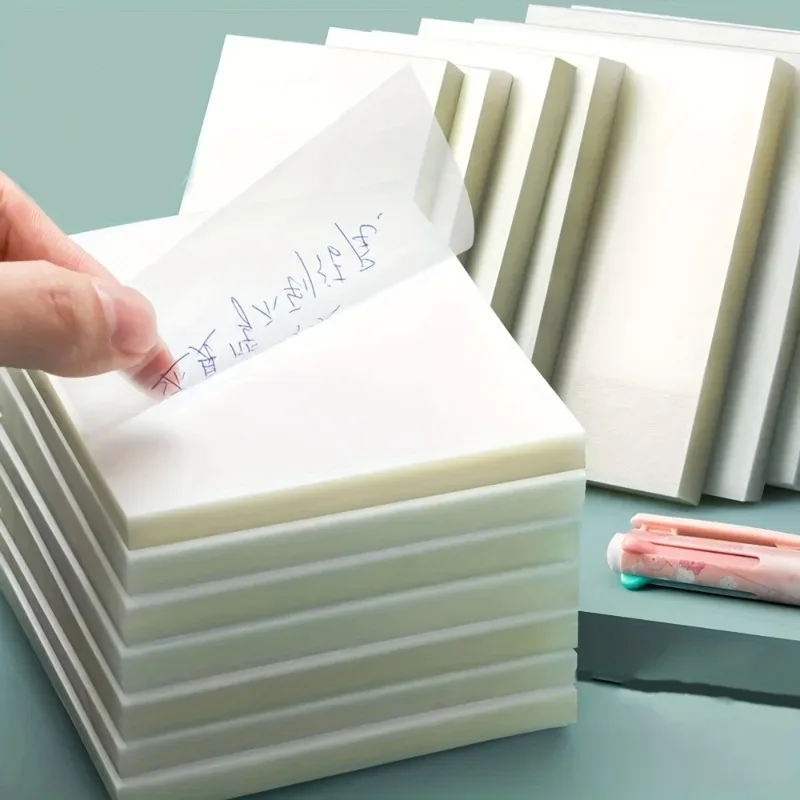 50 Sheets Transparent Sticky Note Pads Waterproof Self-Adhesive Memo ...