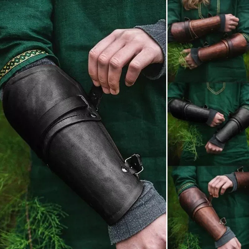 Medieval-PU-Leather-Gauntlet-Wristband-Viking-Arm-Guard-Armor-LARP ...