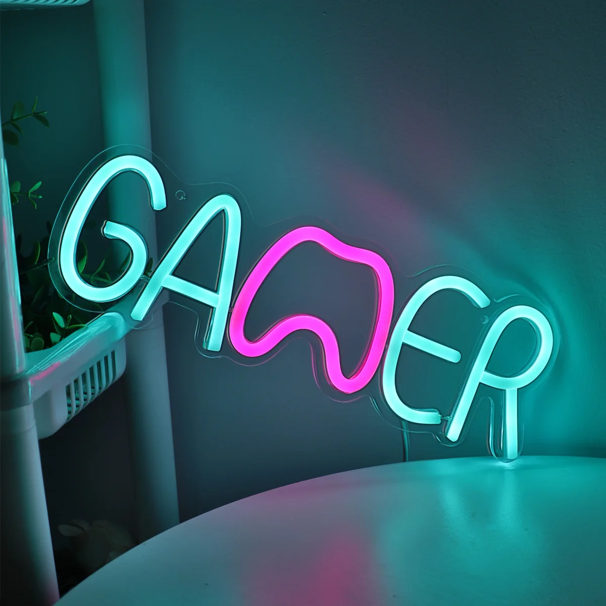 1PC Ice Blue Pink Gamer LED Neon Sign Night Light Mood Lamp For Game ...