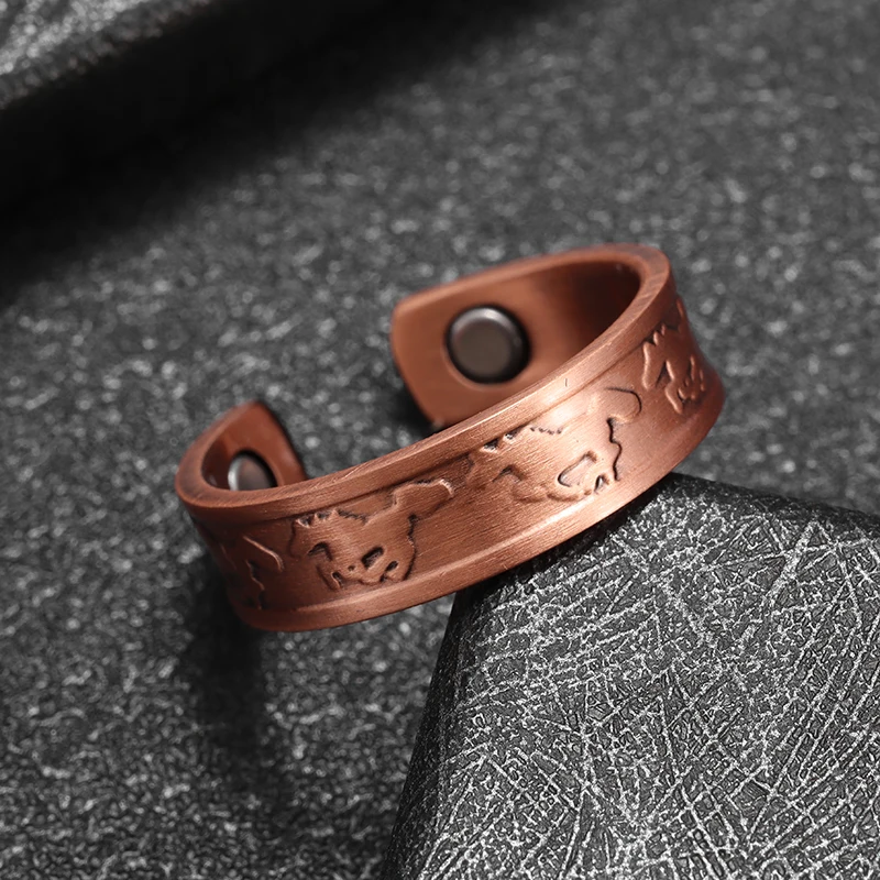 Retro-Copper-Ring-Engraved-War-Horse-Magnetic-Treatment-Joint-Pain-Ring ...