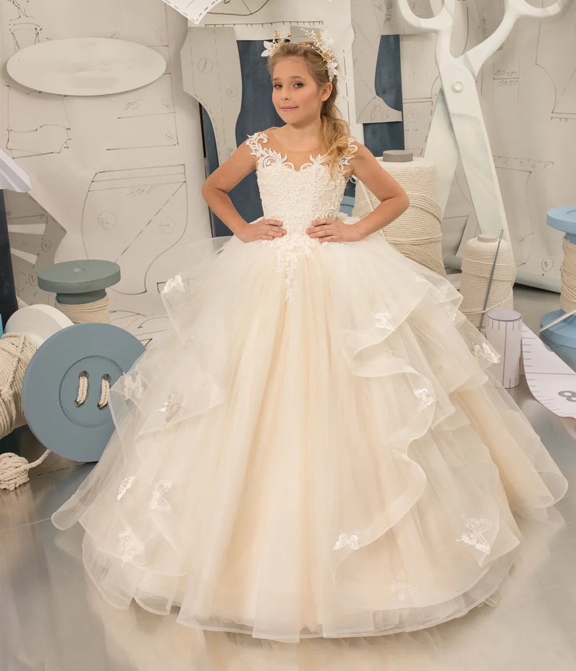 Beige Flower Girl Dresses