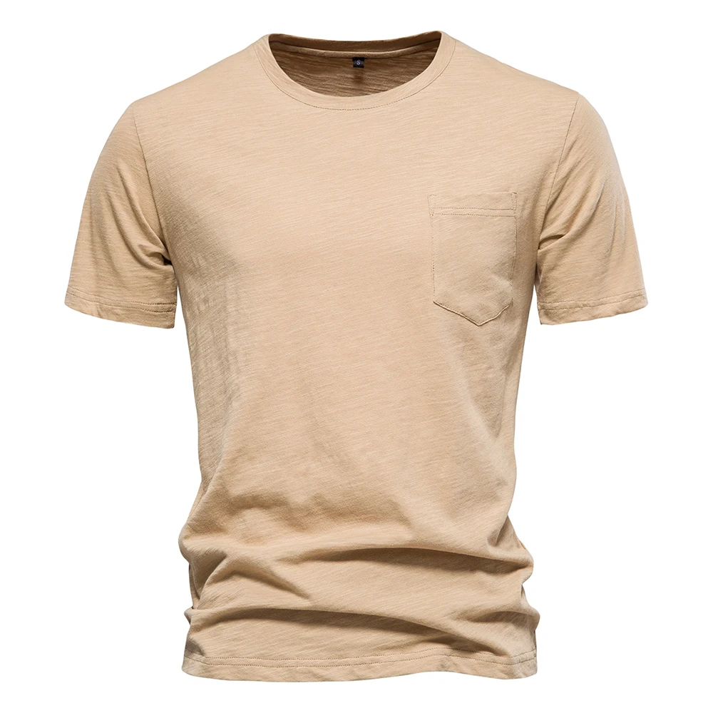 AIOPESON-100-Cotton-Men-s-T-shirts-Single-Pocket-Fashion-Solid-Color ...