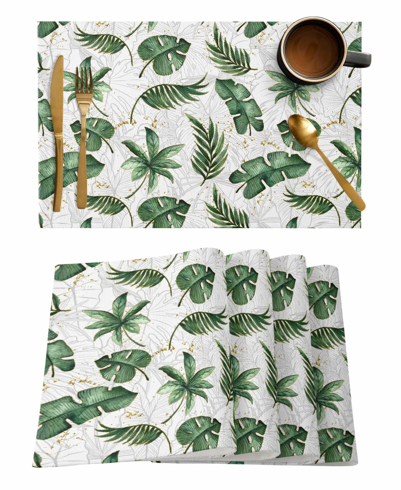 4-6-Pcs-Summer-Tropical-Plants-Palm-Leaves-Placemat-Kitchen-Placemat ...